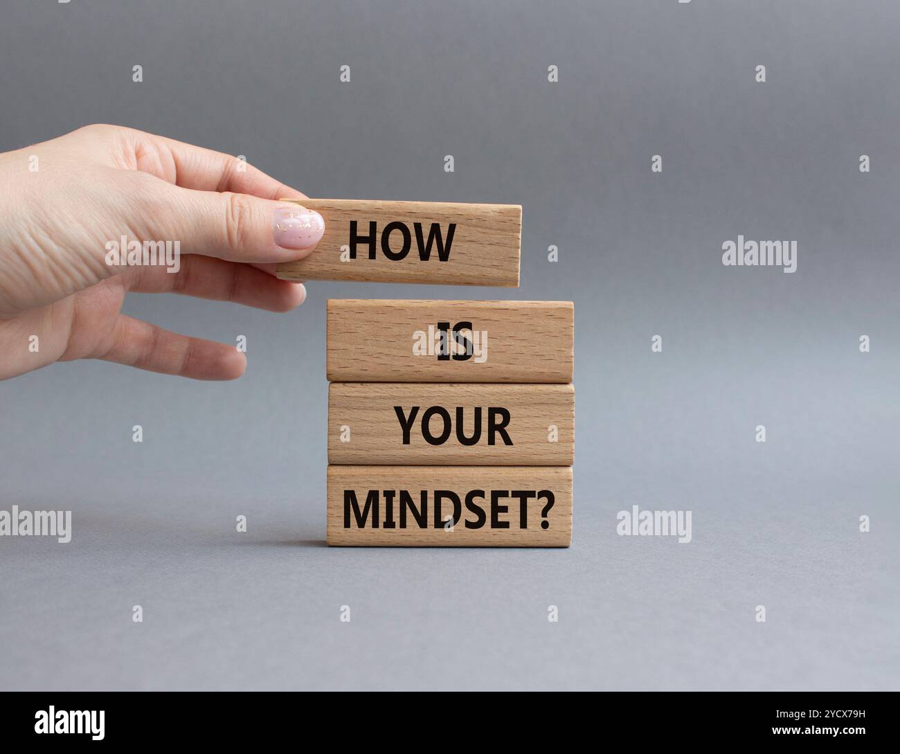 Mindset symbol. Wooden blocks with words How is your Mindset. Beautiful ...