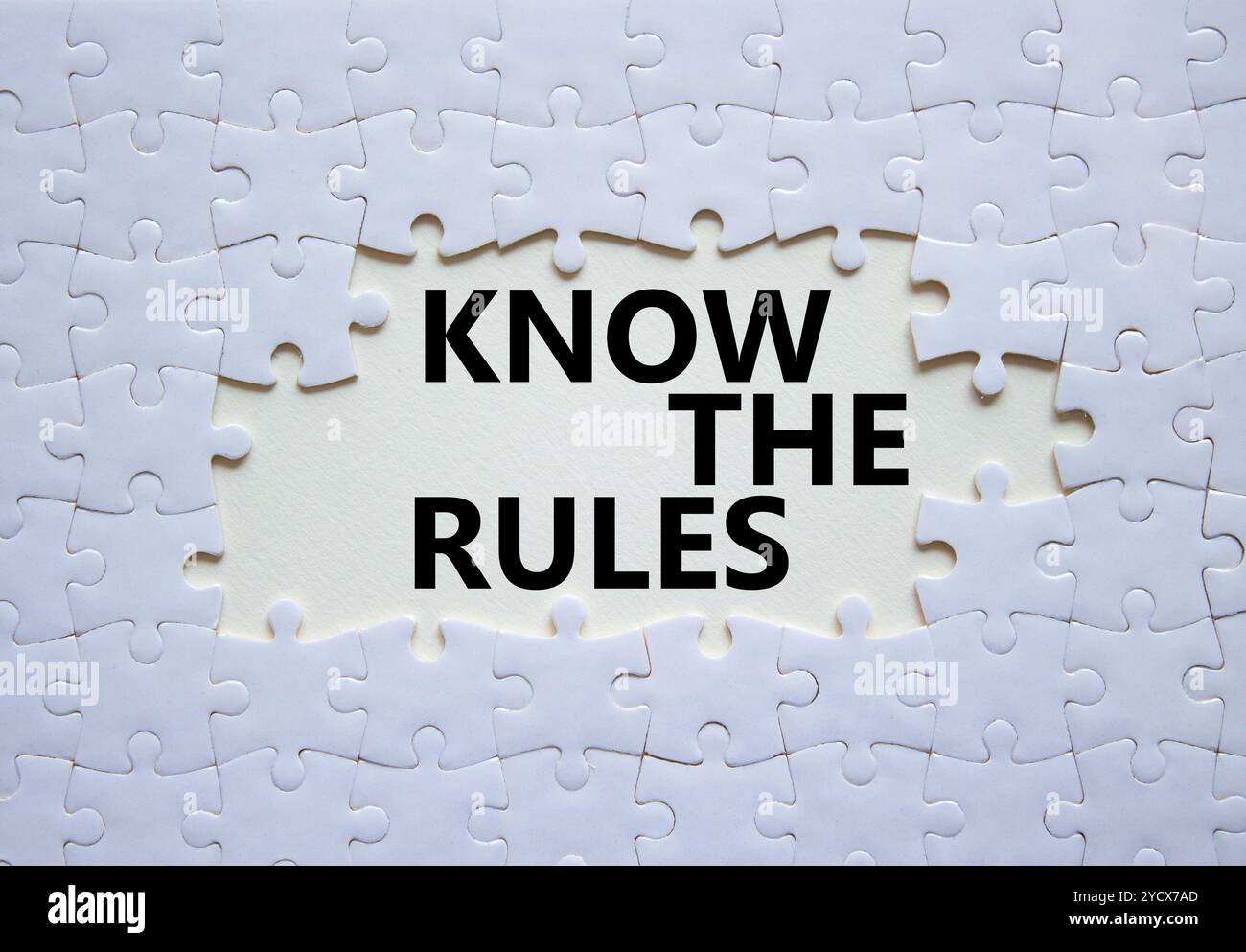 Know the rules symbol. Concept words Know the rules on white puzzle ...