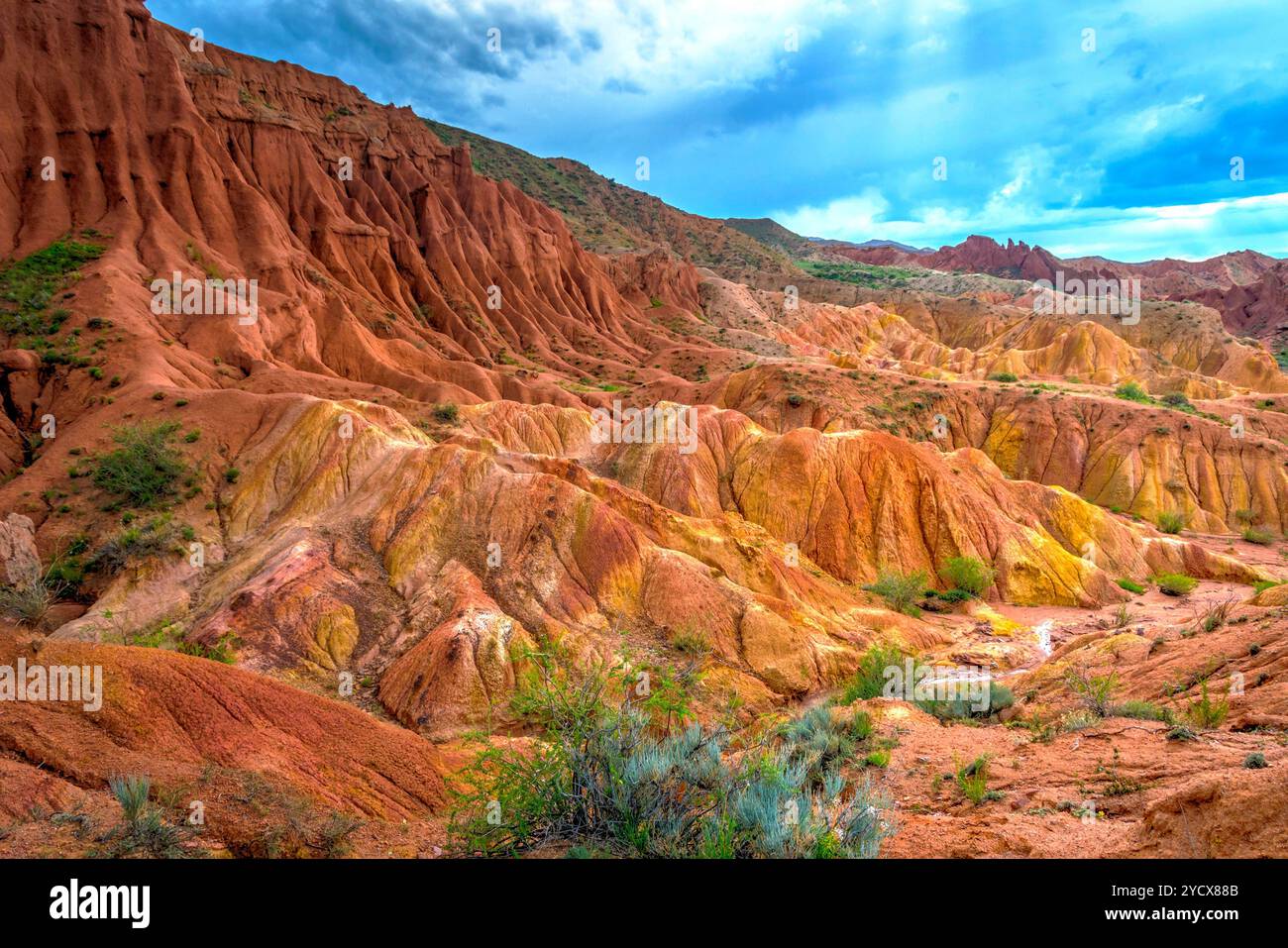 Colorful rock formations in Skazka aka Fairy tale canyon, Kyrgyzstan ...