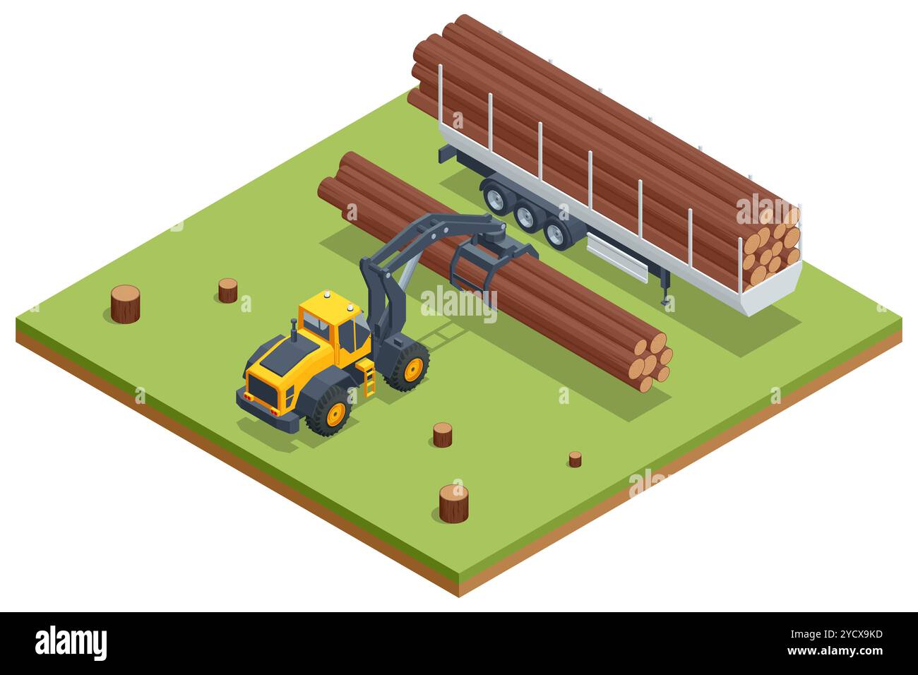Isometric Log Loader. Loading equipment for logging. Log loader for ...