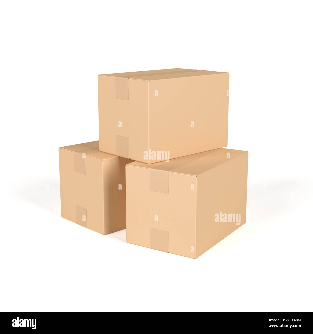 Three cardboard boxes. Blank. Closed. Isolated. 3d illustration Stock Photo - Alamy