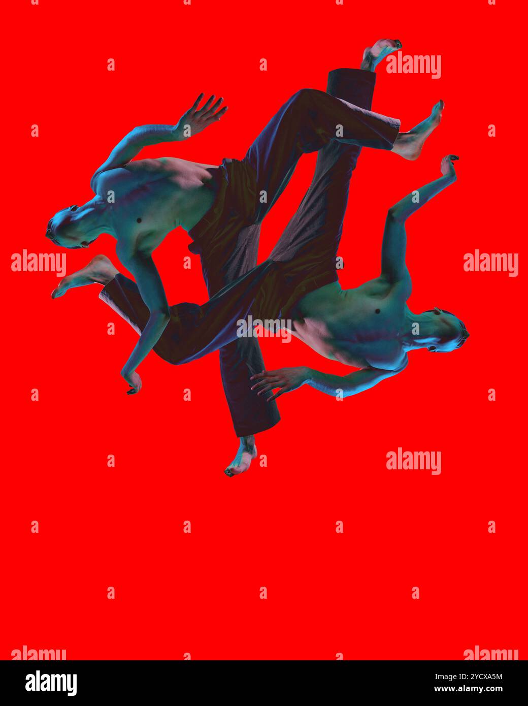 Surreal dance composition, art collage with young male dancer in mid ...