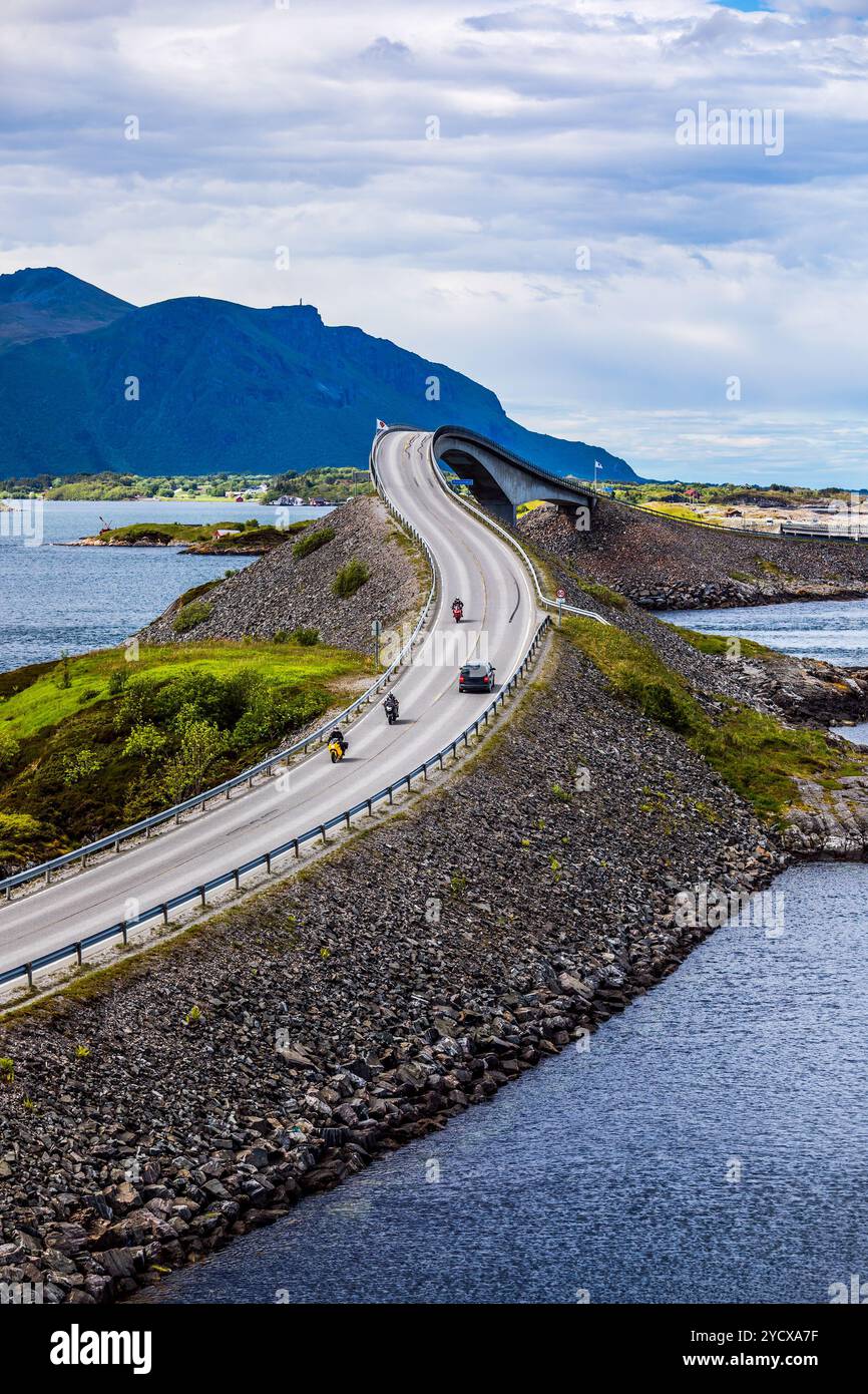 Atlantic Ocean Road Two bikers on motorcycles Stock Photo - Alamy