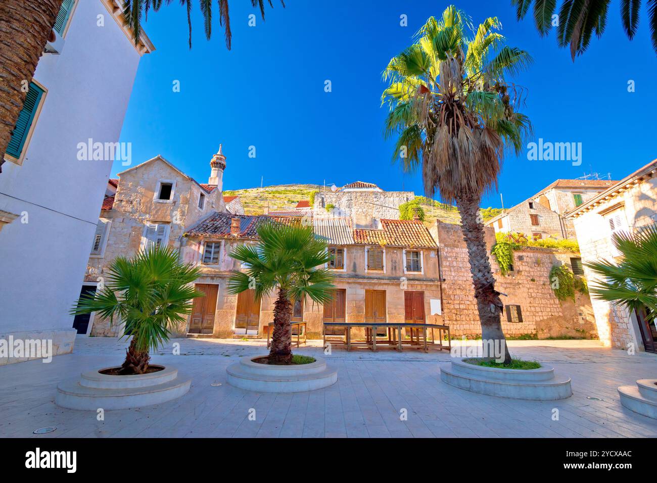 Old stone street in town of Vis Stock Photo - Alamy