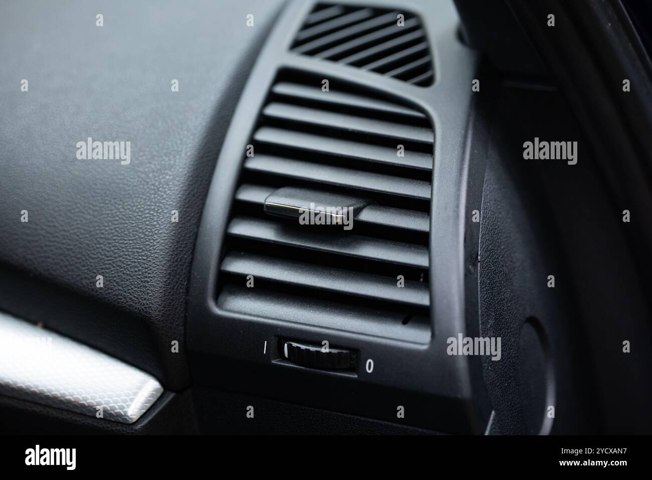Car interior air ventilation or vent with grill and adjustment level ...