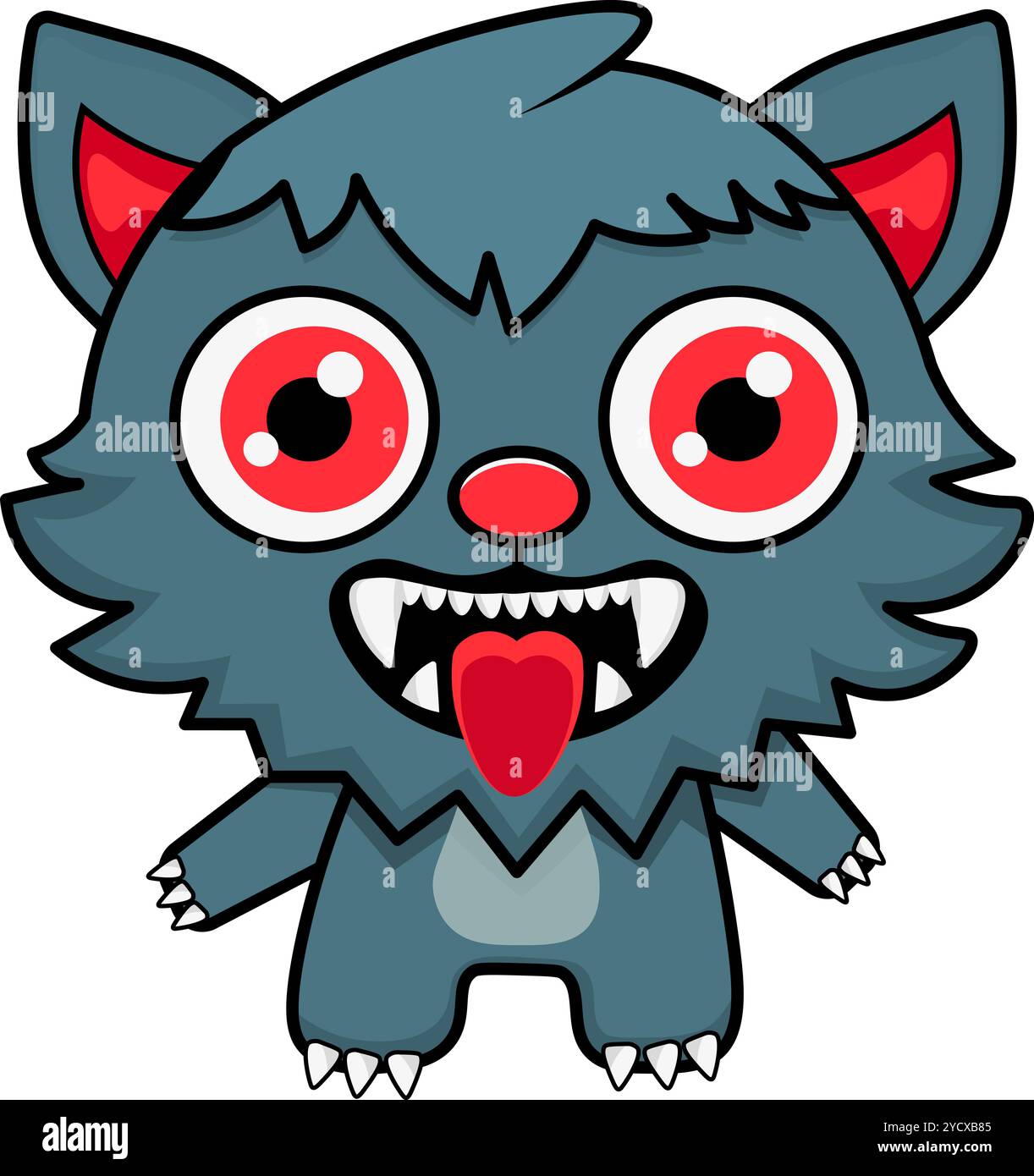 cute werewolf with red eyes, wolf, illustration Stock Photo - Alamy