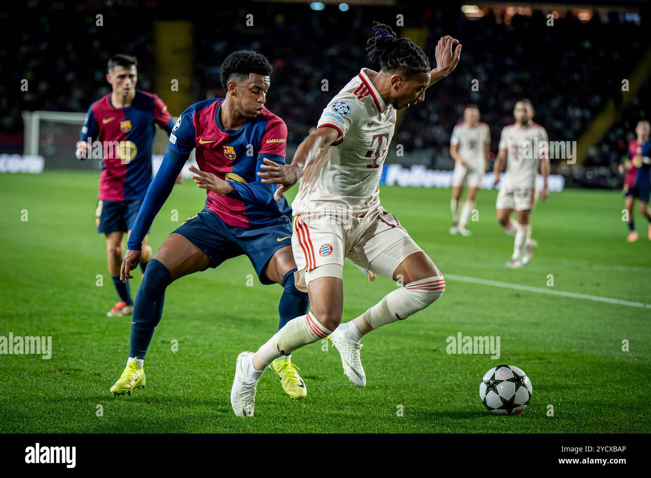 Barcelona, Spain. 23rd Oct, 2024. Alejandro Balde (FC Barcelona) and ...