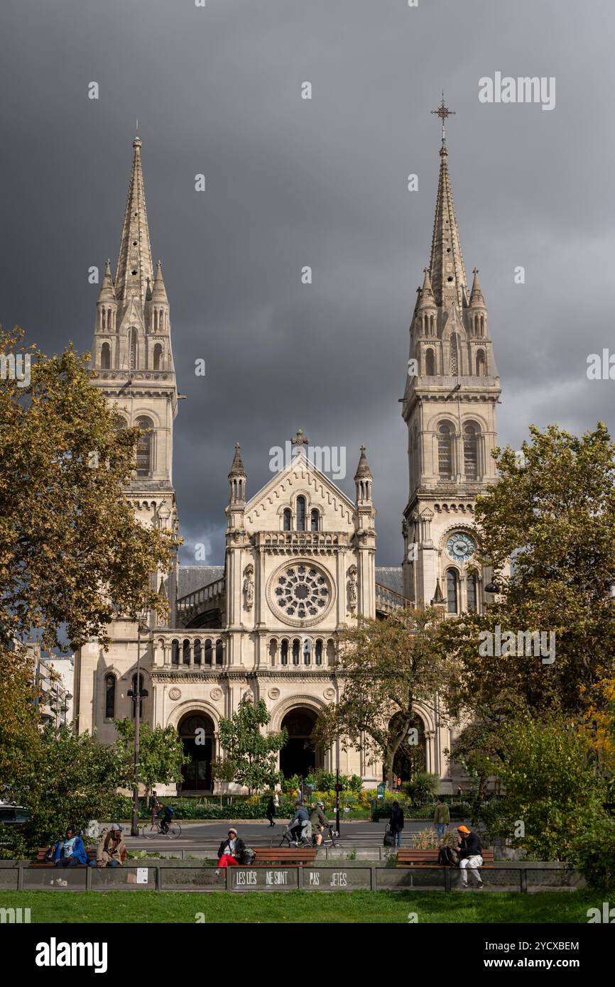 Paris, France - 10 10 2024: Saint Ambrose Church. View the facade ...