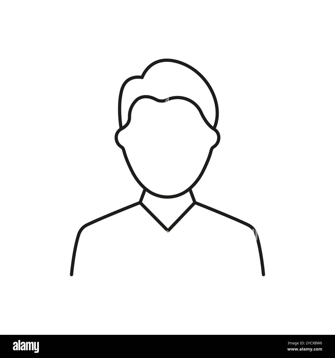 Man Outline Icon. Basic Male Avatar Line Icon with Short Hair and ...