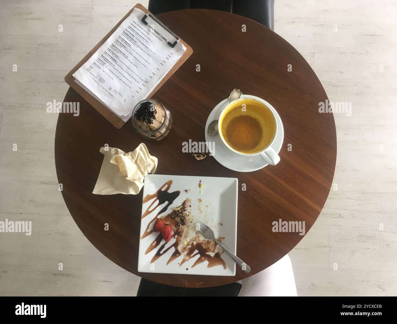 After Shot Top View finished plates and cup wellness organic caf Stock ...