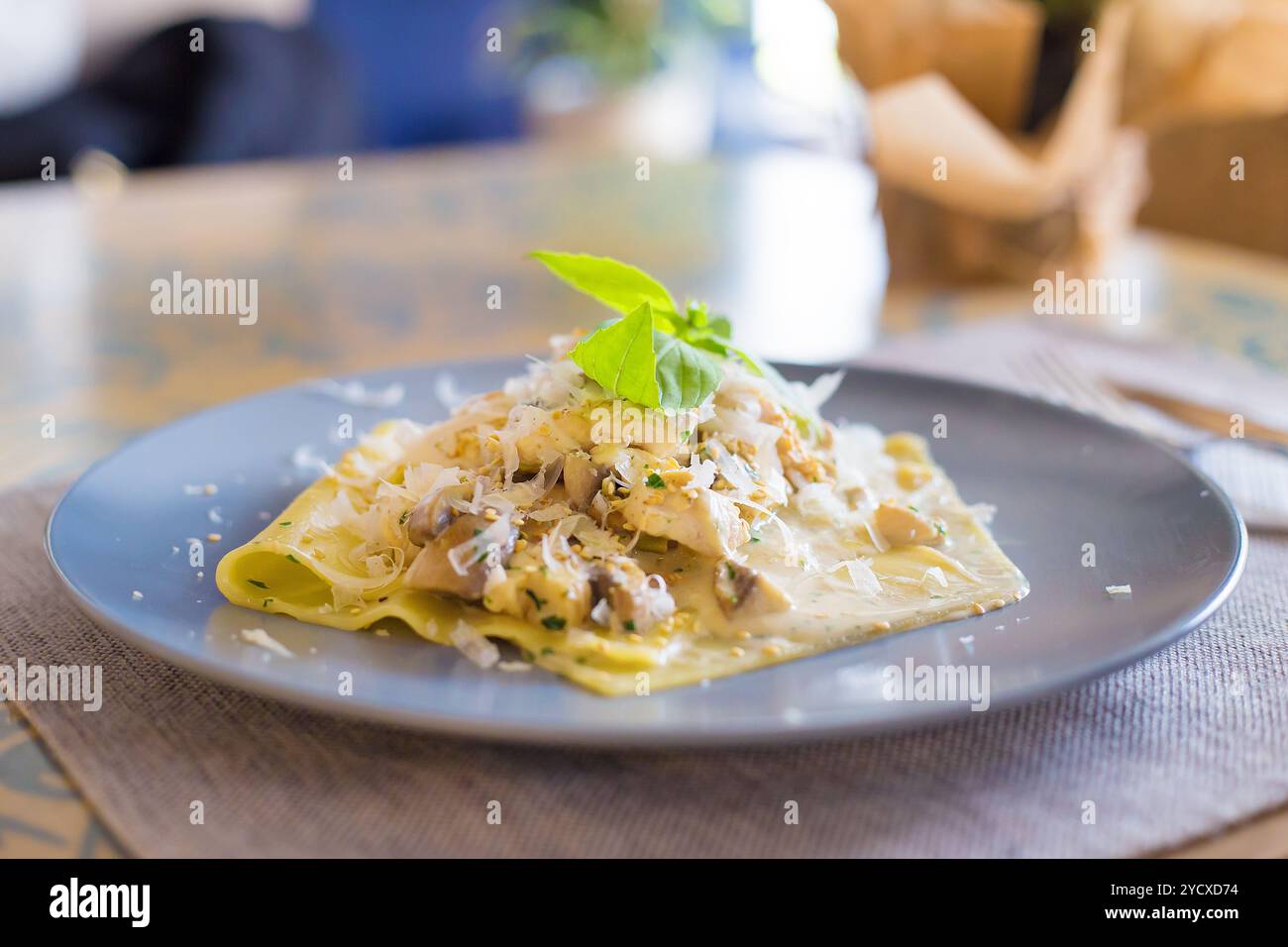 delicious macaroni pasta on a plate in a restaurant Stock Photo - Alamy