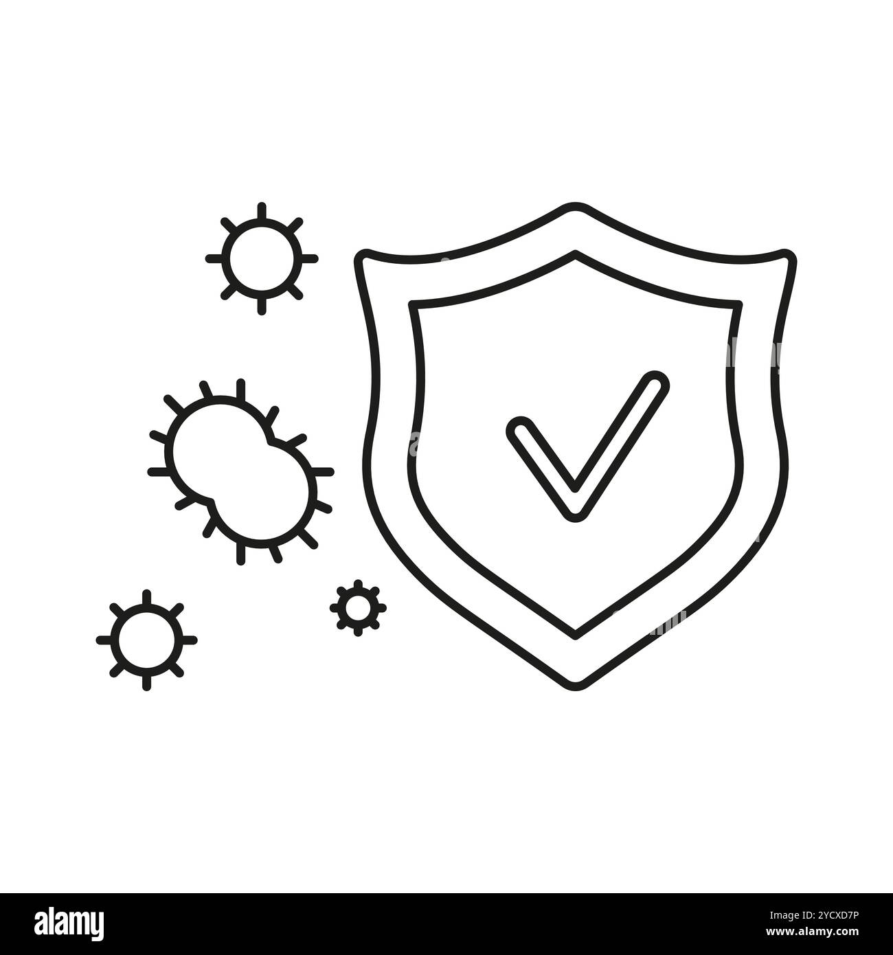 Protection from Virus and Health Safety Line Icon. Shield with Check ...
