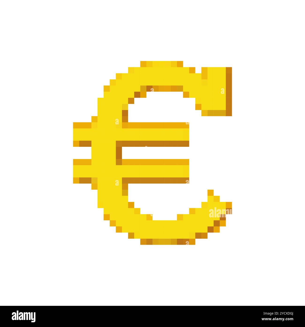 Golden Euro Sign. Pixel Art Style. Currency Icon in Pixelart. Isolated ...