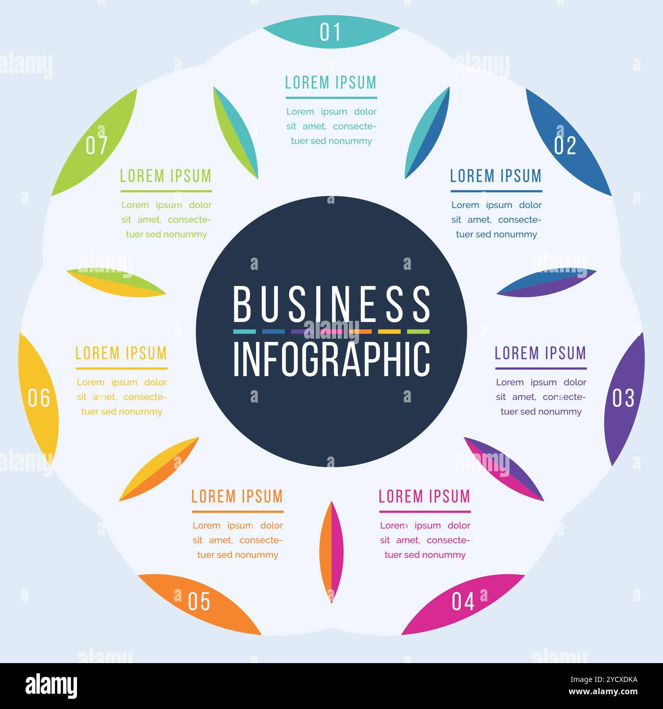 Circle Infographic template 7 steps, objects, elements or options infographic business design ...