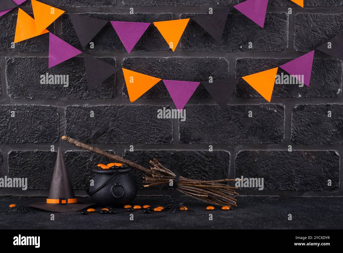 Halloween background with witches hat Stock Photo - Alamy