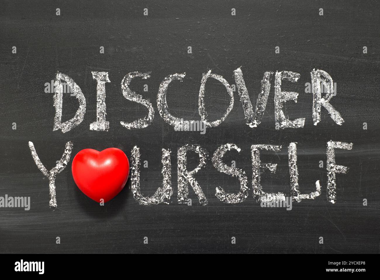 discover yourself phrase handwritten on school blackboard Stock Photo ...