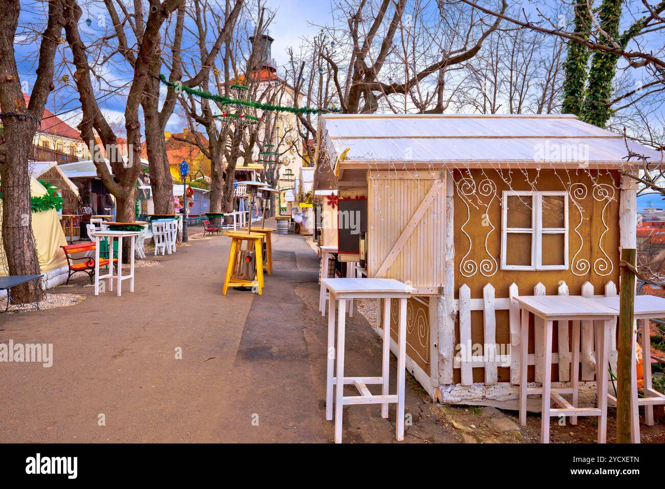 Zagreb upper town Christmas market street view Stock Photo - Alamy