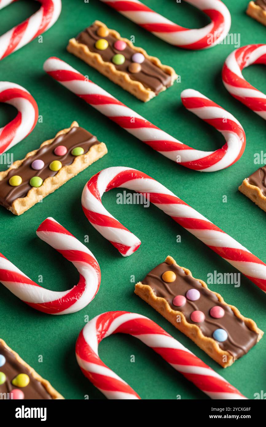 A festive display of Christmas confections including red and white ...
