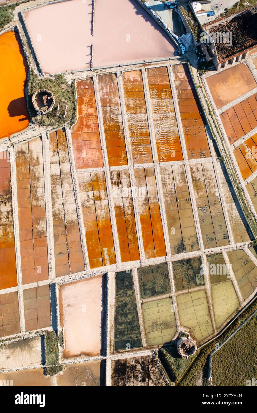 A stunning top-down drone view of the ancient salt flats in Imon ...
