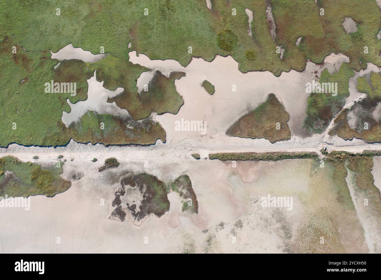 This aerial image captures the ancient salt flats of Imon, Guadalajara ...