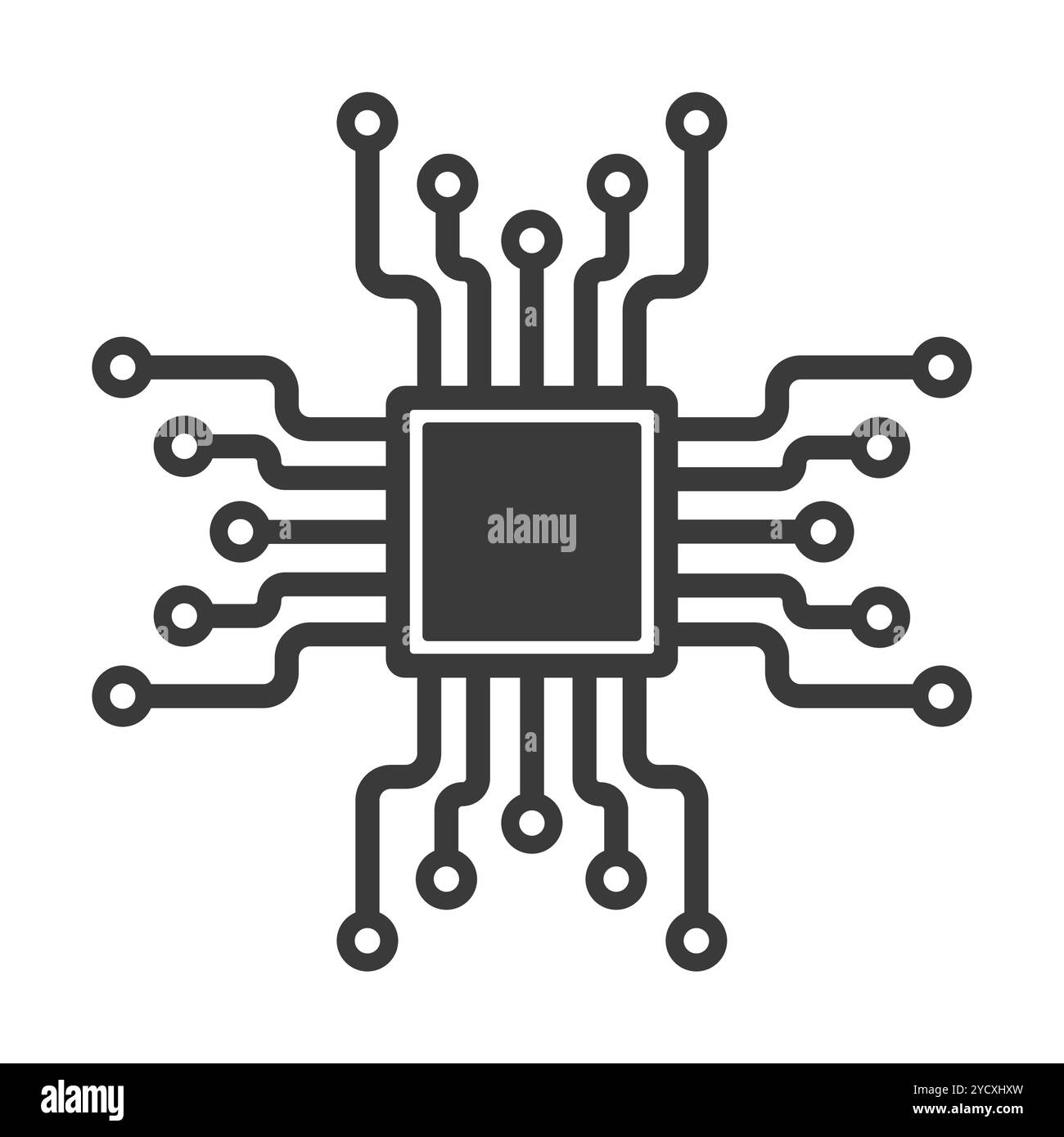 AI, CPU, GPU microchip icon, Machine learning micro chip symbol, ML ...