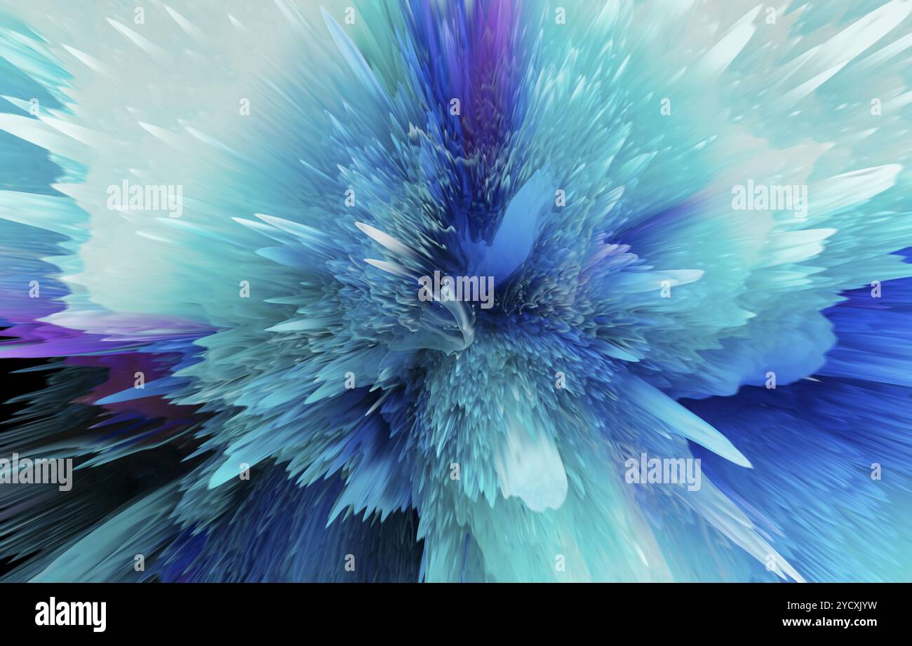 This captivating illustration showcases an explosion of colors in blue ...