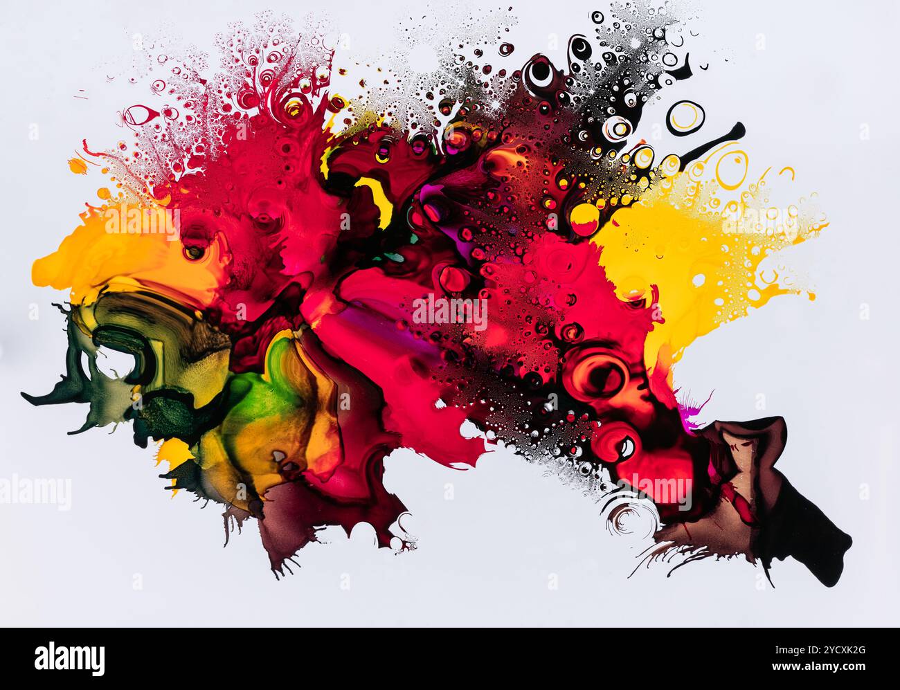 A dynamic composition of vibrant, exploding ink drops in a spectrum of ...