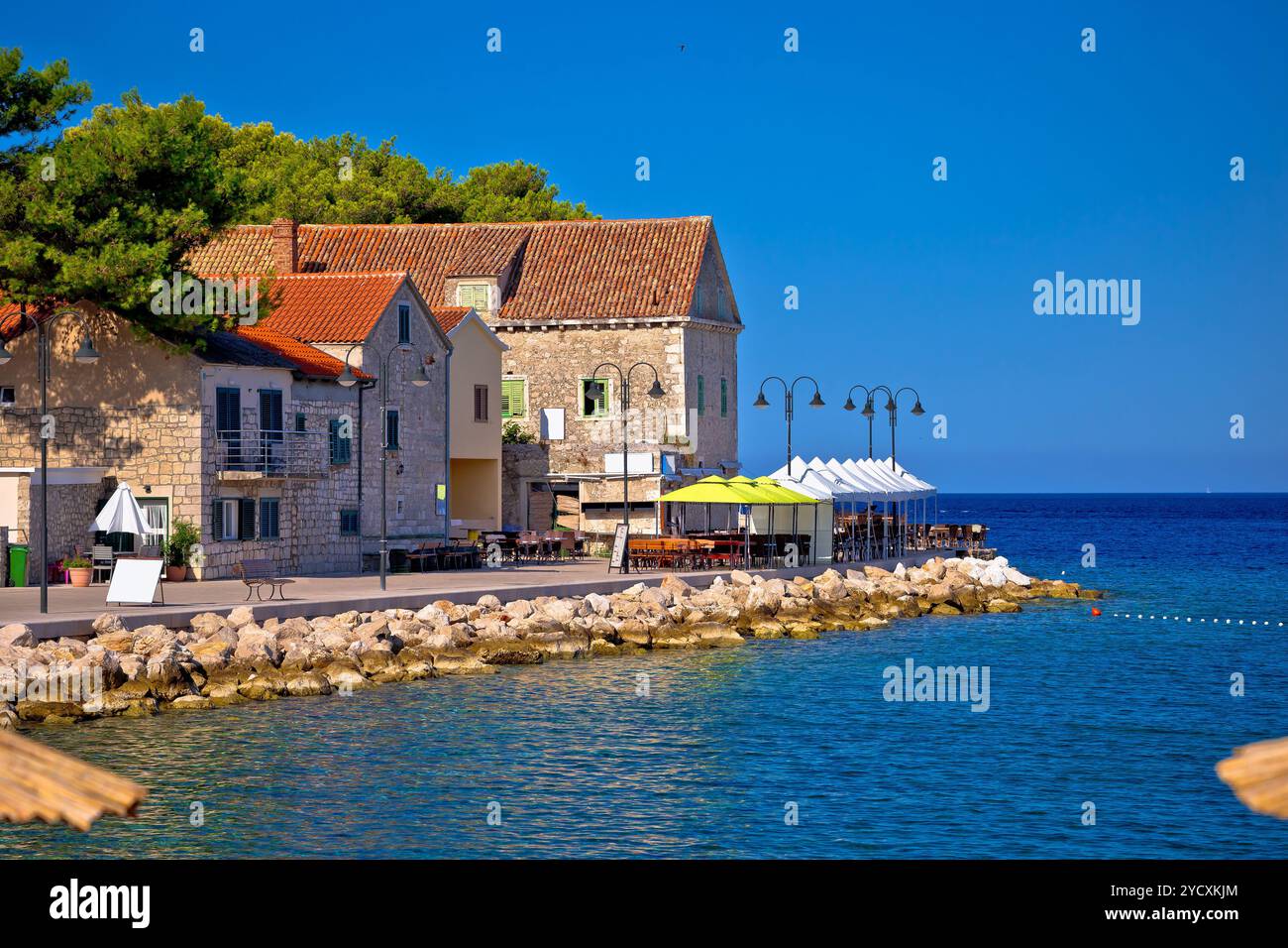 Town of Primosten coast and walkway view, Dalmatia region of Croatia ...