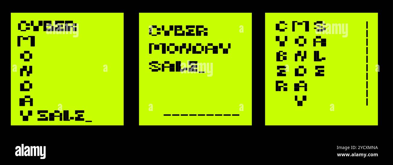 Set of Cyber monday banner in retro arcade video game style. Arcade ...