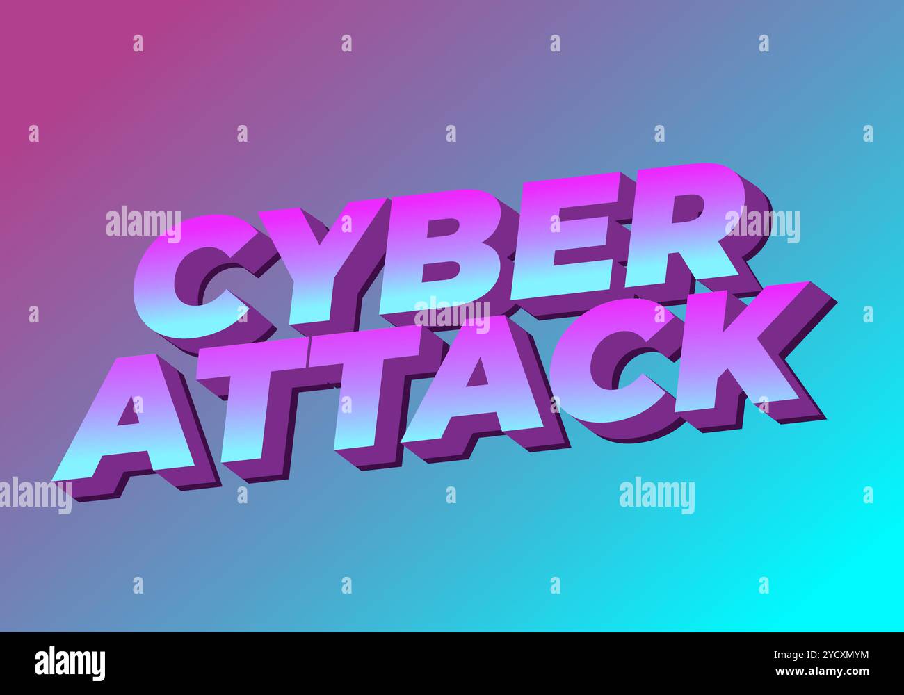 Cyber attack. Text effect design in 3D and bold fonts for digital ads ...