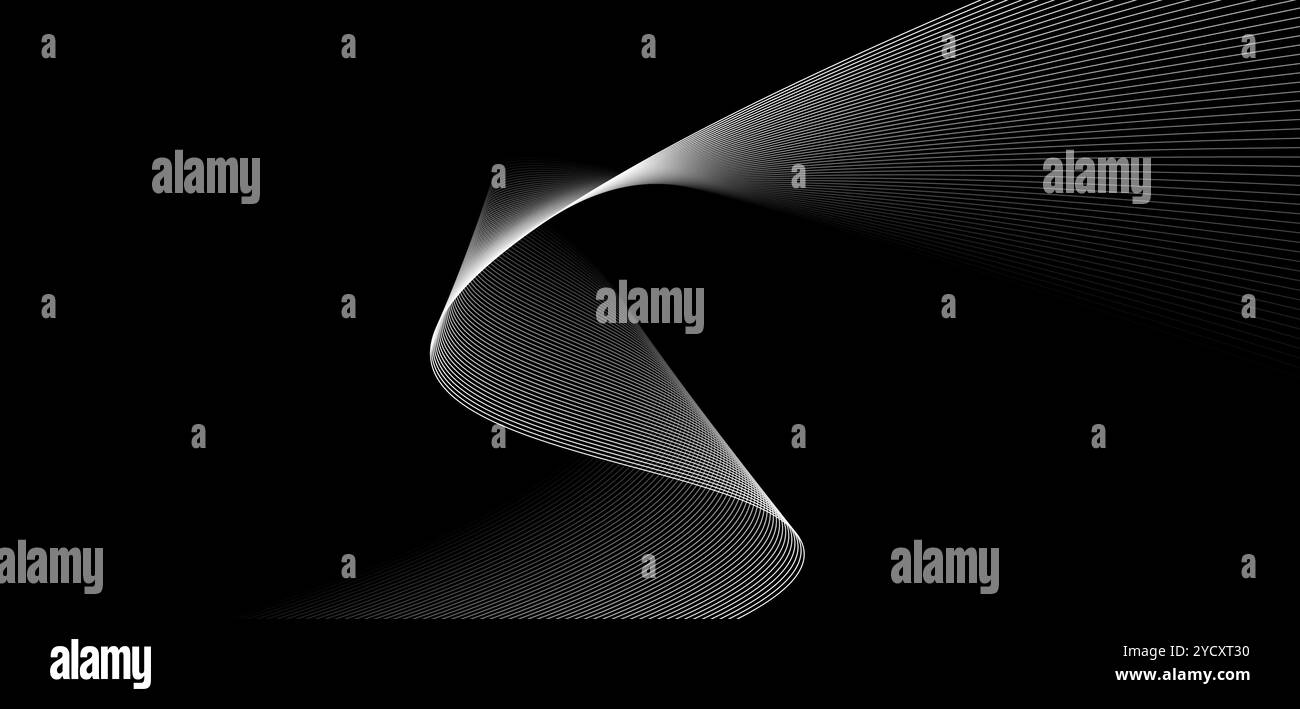 Curved white lines on a solid black backdrop. Vector illustration Stock ...