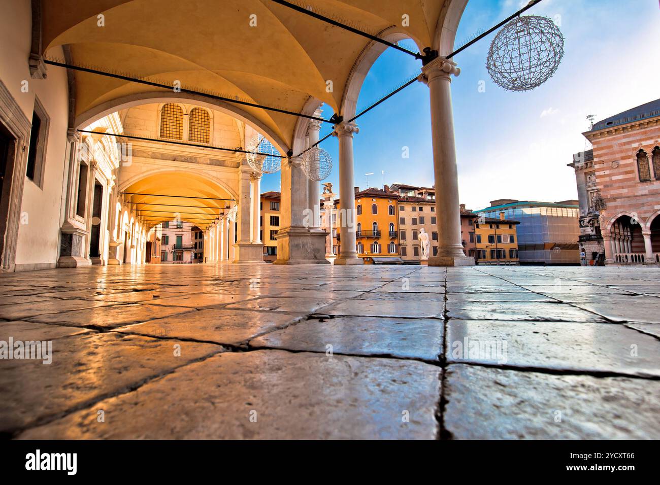 Ancient Italian square arches and architecture in town of Udine Stock ...