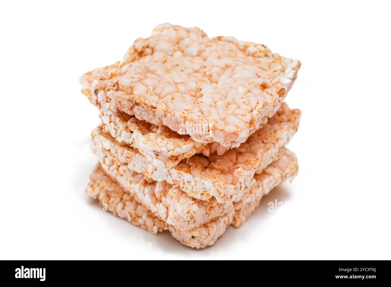 A Stack of Square Rice Cakes - Isolated on White. Dietary Crispbread ...