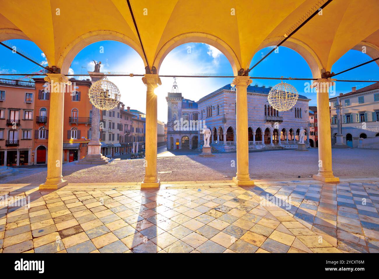 Ancient Italian square arches and architecture in town of Udine Stock ...