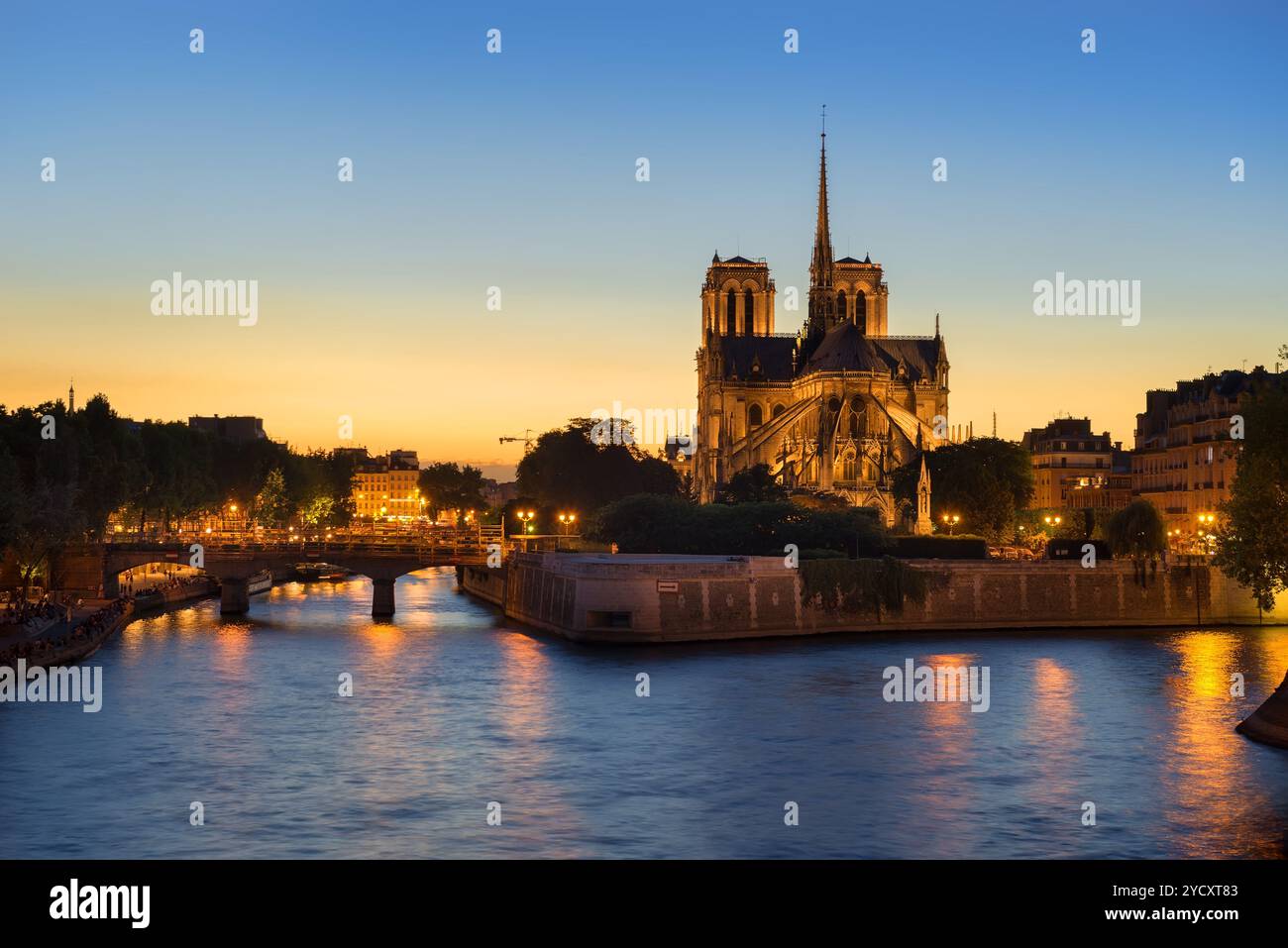 Night view notre dame hi-res stock photography and images - Alamy