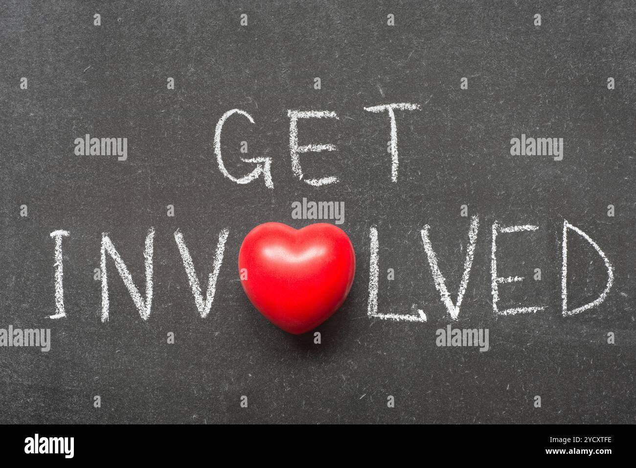 get involved phrase handwritten on school blackboard with heart symbol ...