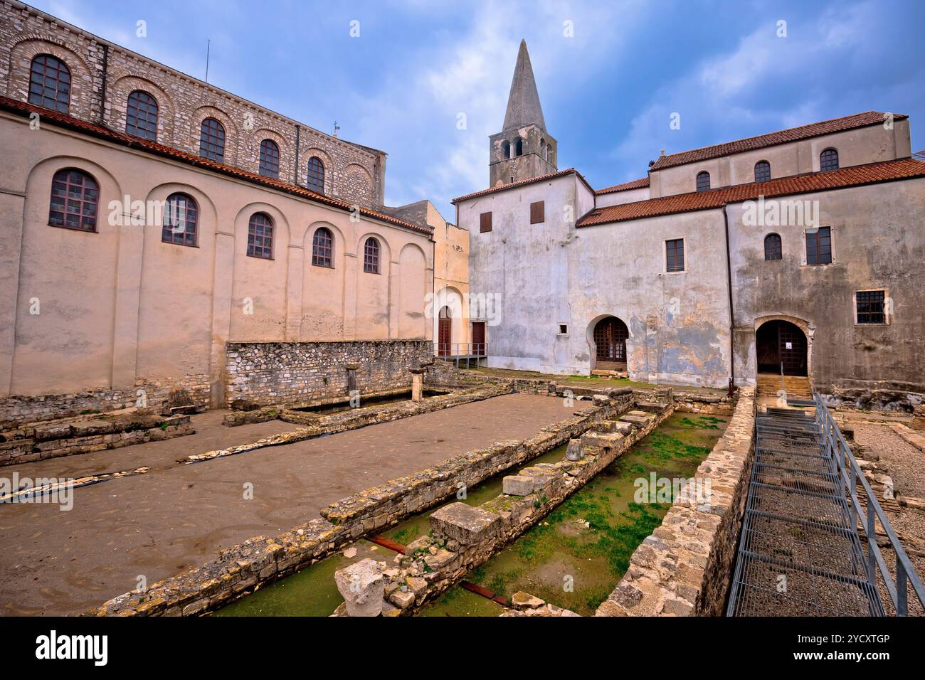 Euphrasian Basilica in Porec astefacts and tower view Stock Photo - Alamy