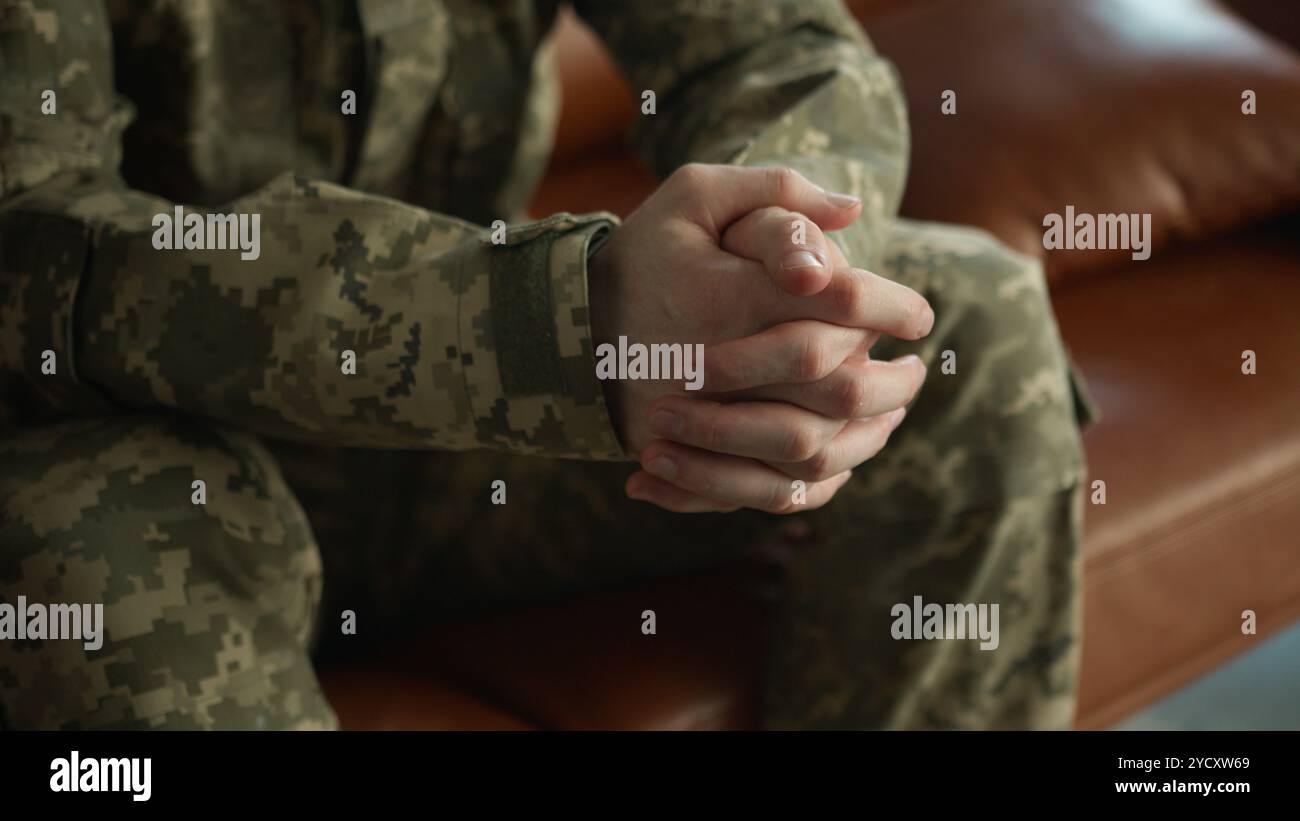 Unknown nervous Caucasian male officer military army soldier man ...