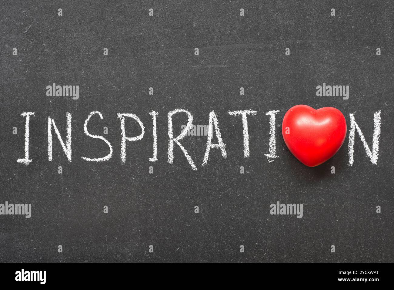 inspiration word handwritten on blackboard with heart symbol instead of ...