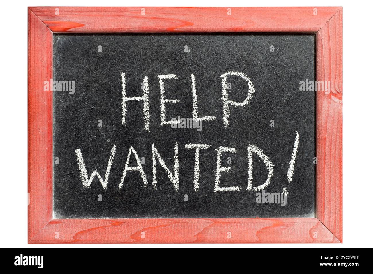 help wanted exclamation handwritten on isolated vintage blackboard ...