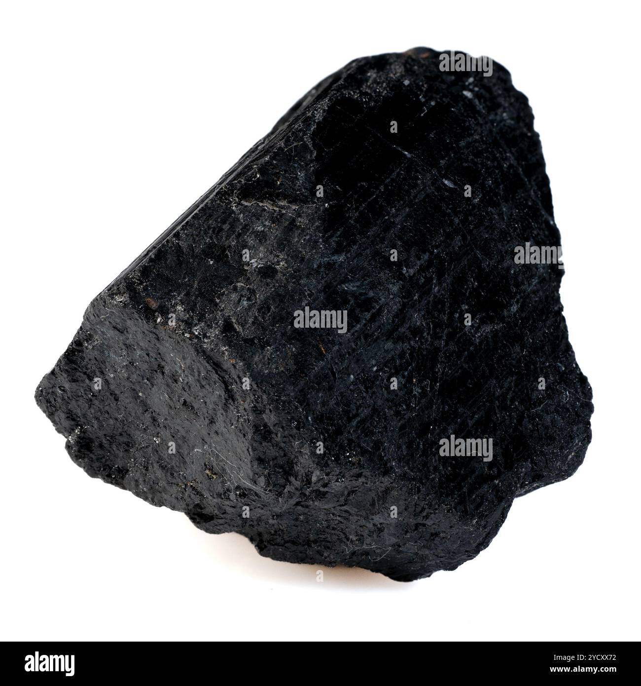 Natural Black Tourmaline Mineral Sample on White Background Stock Photo ...