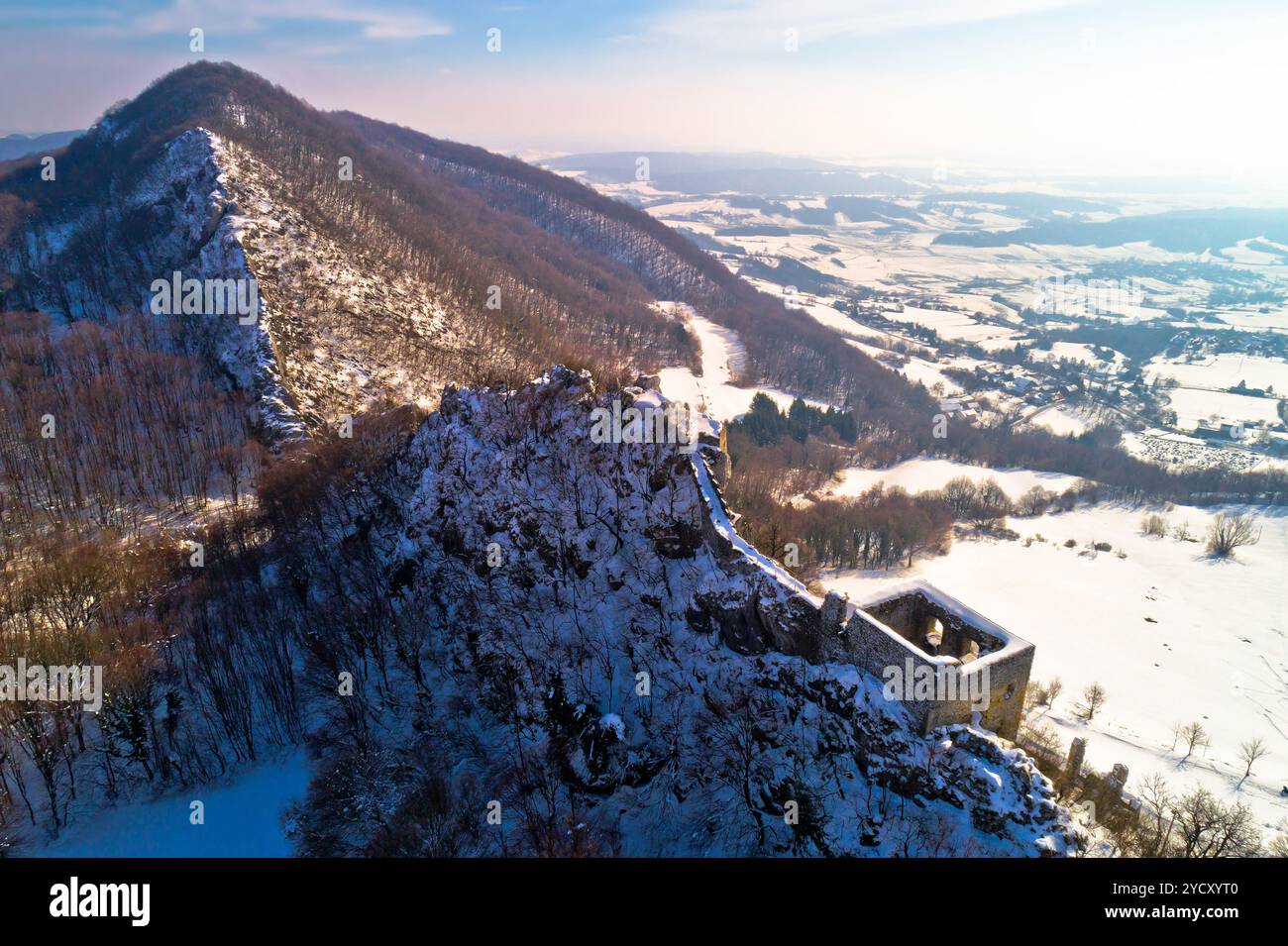 Kalnik mountain winter aerial view Stock Photo - Alamy