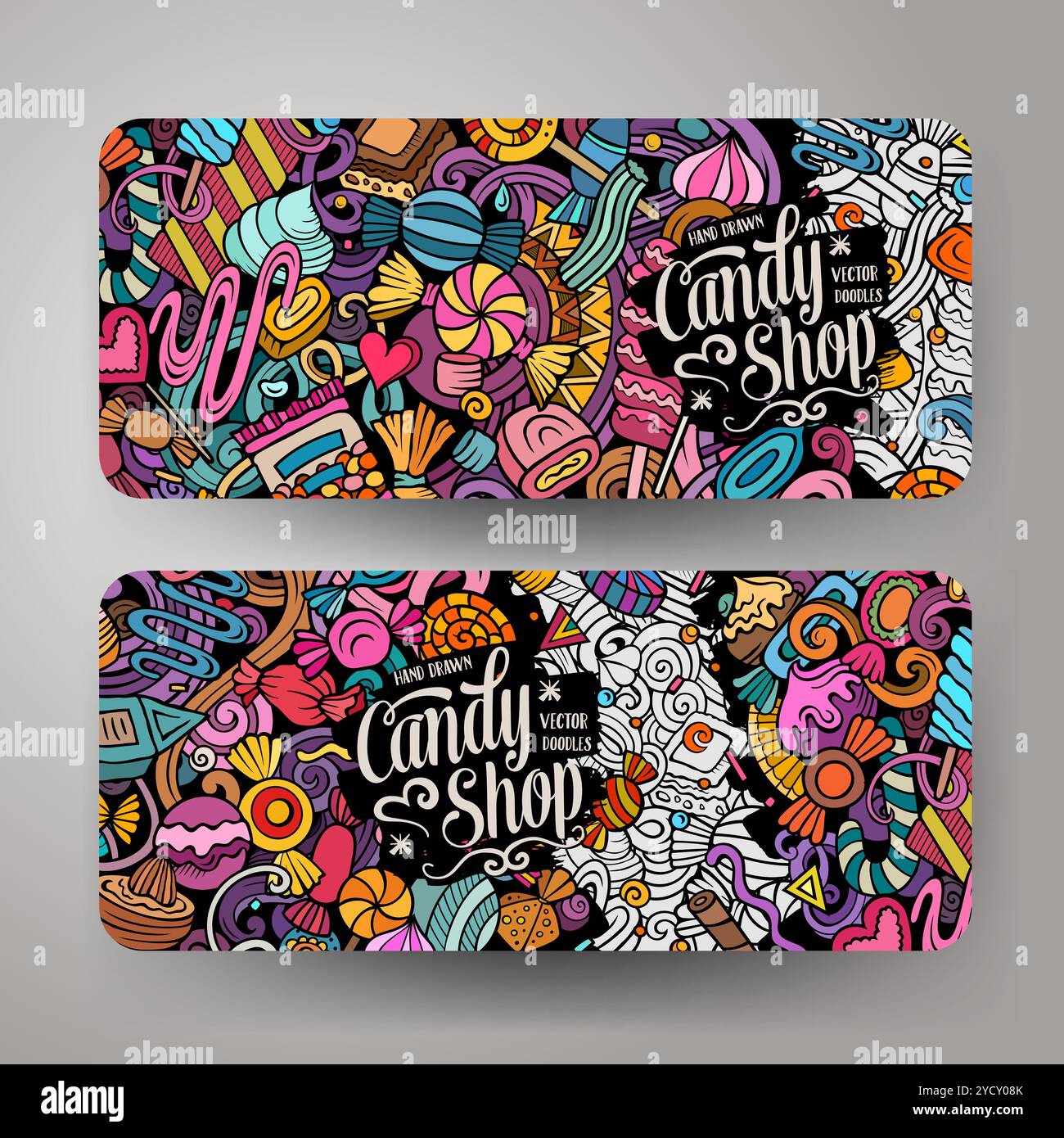 Cartoon vector doodle set of Candies corporate identity templates ...