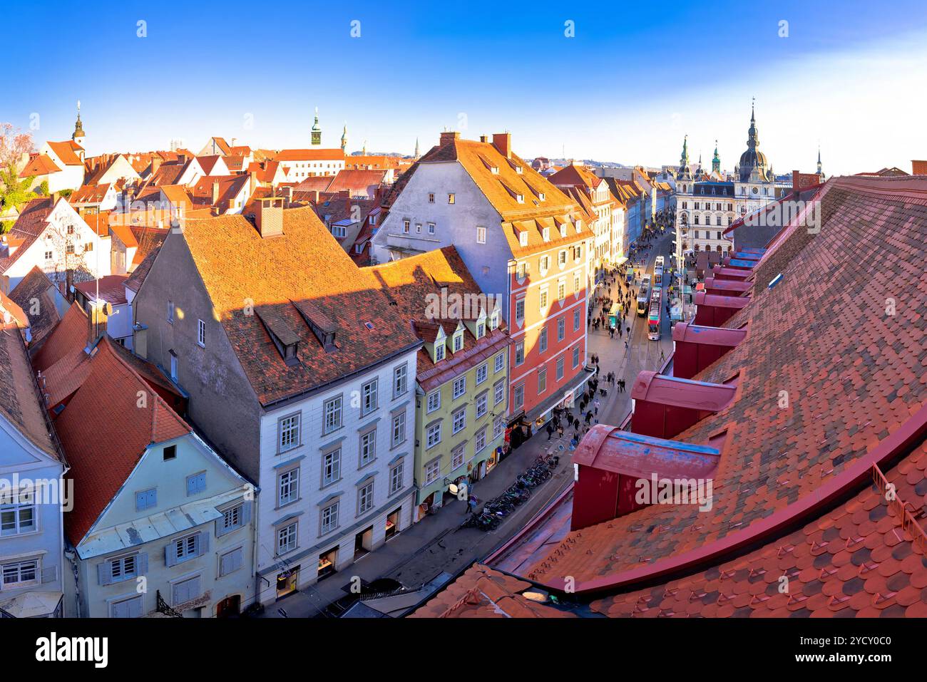 Graz cityscape and Schlossberg panoramic view Stock Photo - Alamy