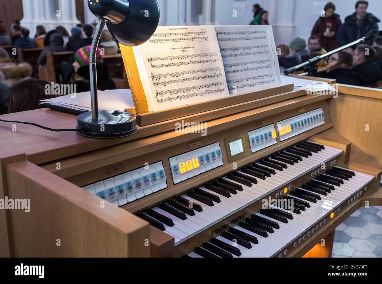 Electronic organ at the Roman Catholic parish of the sacred Heart of ...