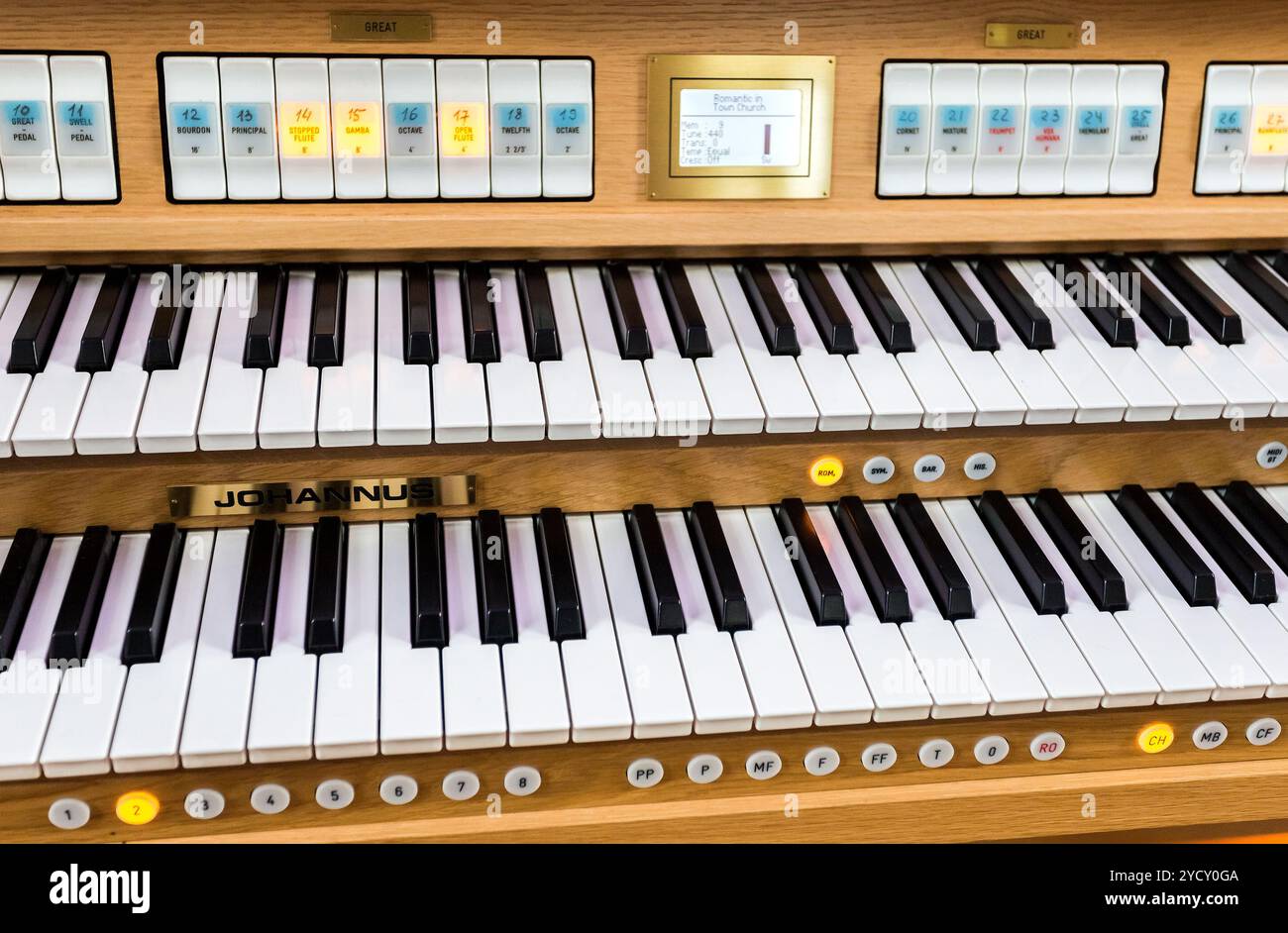 Electronic organ at the Roman Catholic parish of the sacred Heart of ...