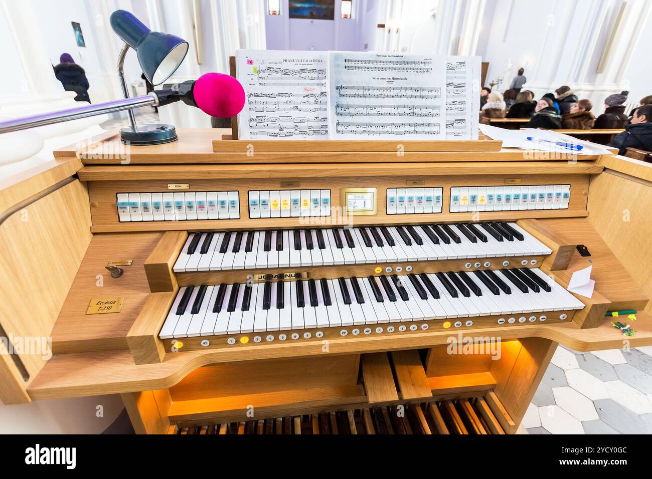 Electronic organ at the Roman Catholic parish of the sacred Heart of ...