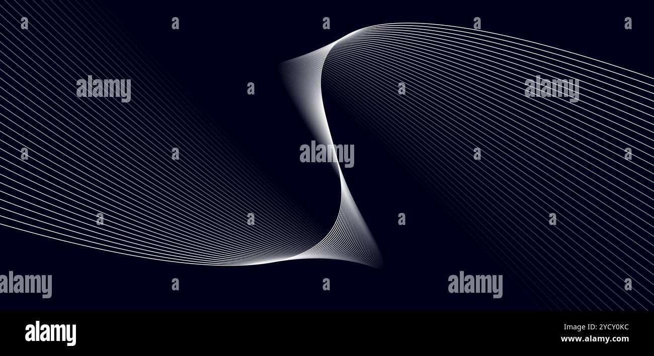 Curved white lines gracefully twist and flow across a dark background ...