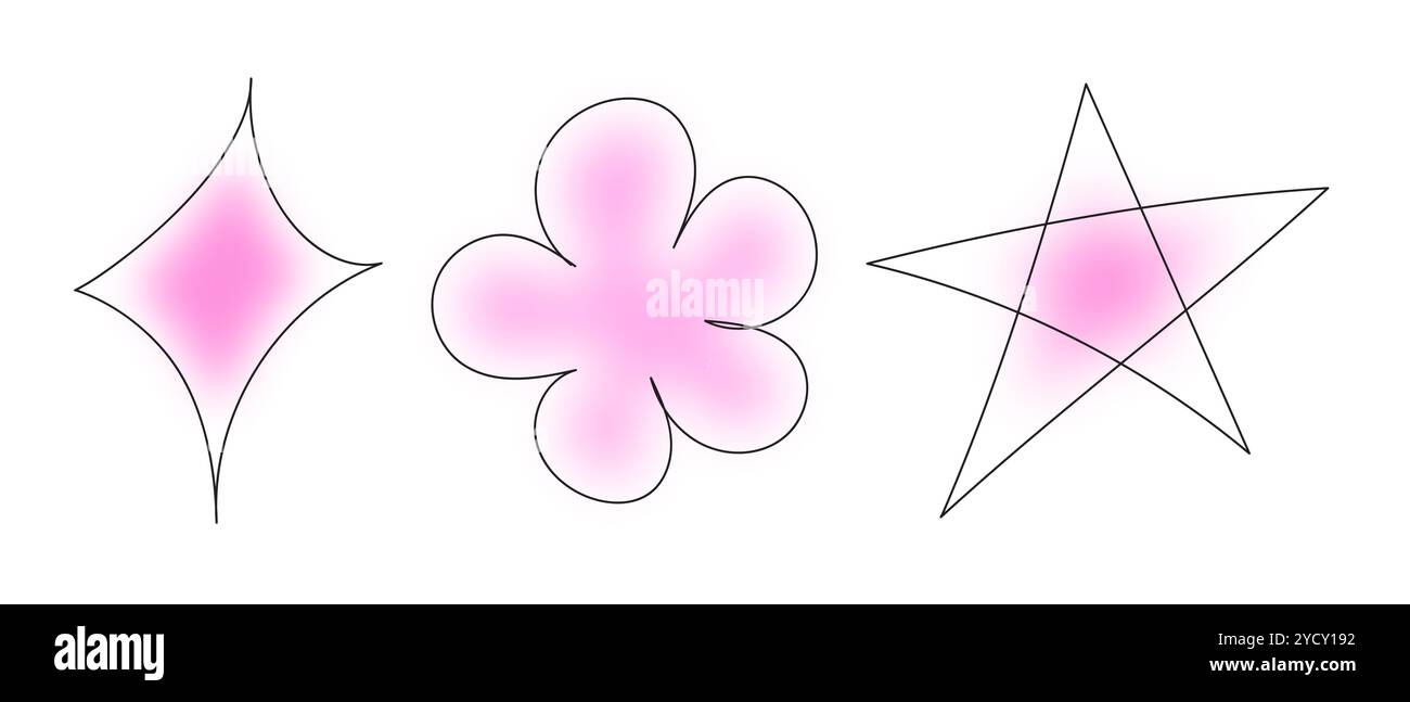 Cute Rhombus, Star and Flower Pink Blurry Illustration Stock Vector ...