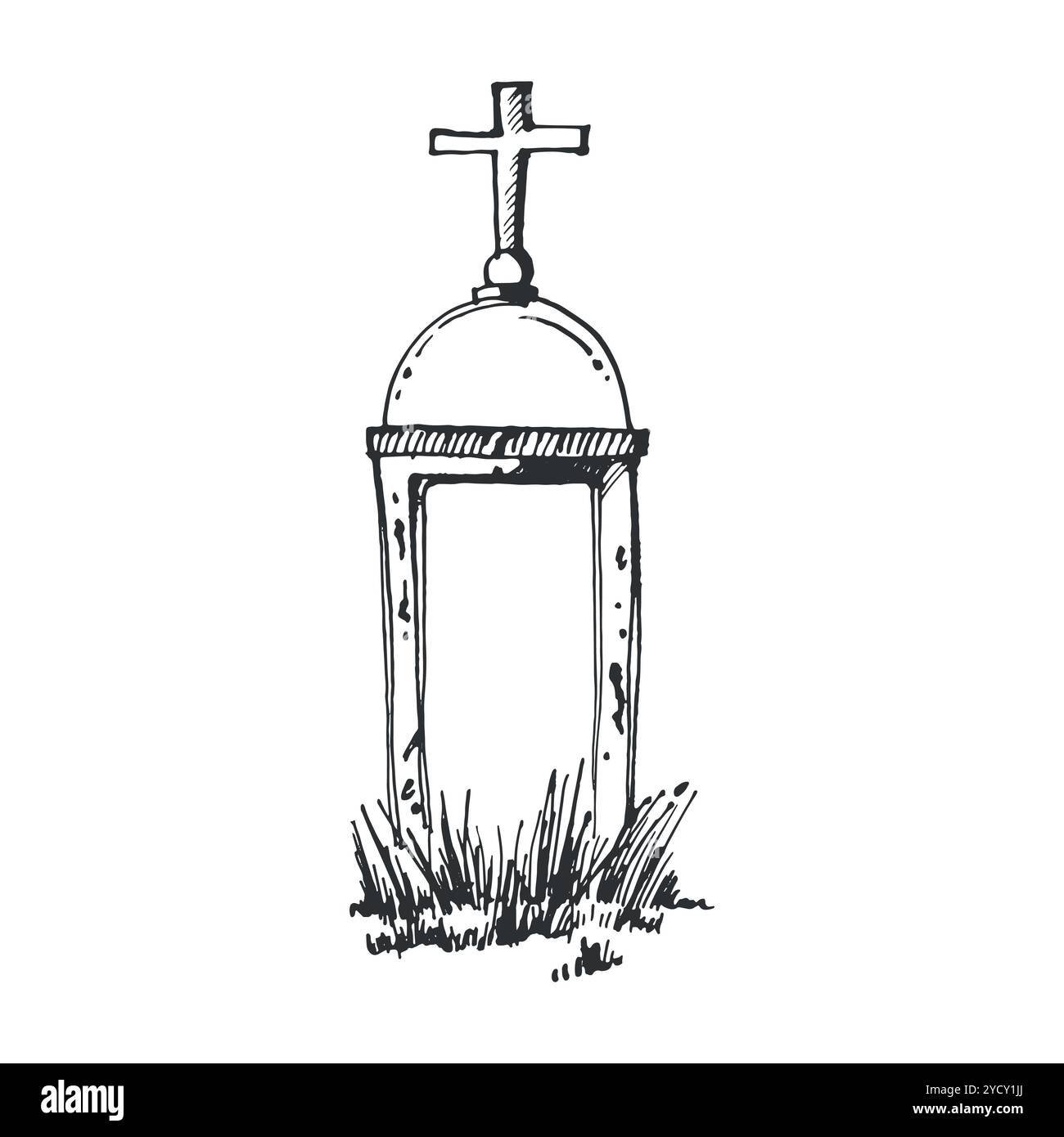 Tombstone with a cross, cemetery. Tombstone with a cross, hand-drawn ...